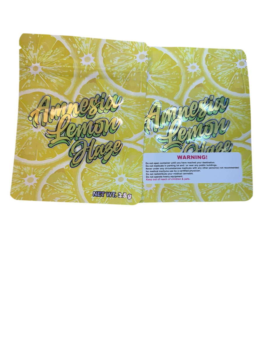 50 Amnesia Lemon Haze 3.5-gram empty Mylar bags – My mylarbag